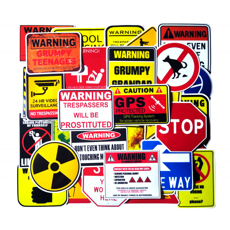 Stickers Calcomanias Advertencia Geek Peligro Señales