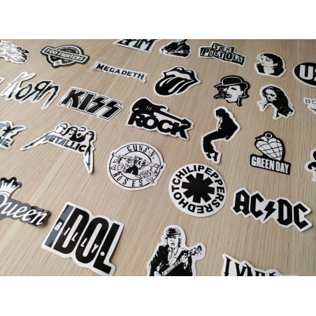 Stickers Calcomanías Bandas Rock Pack 50 Unidades BN